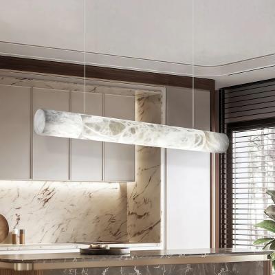 China JYLIGHTING Natural Spanish Alabaster Tube Chandelier with Copper Bracket, Custom Linear Hanging Light, Soft Glow Decorative Lamp for Hotel Lobby & Sales Office Projects for sale