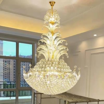 China JYLIGHTING Luxury Pineapple Tiered Crystal Chandelier with Gold Iron Frame, Custom Large Art Ceiling Light for Duplex Villa, Banquet Hall and Sales Office Decoration for sale