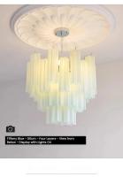 China JYLIGHTING Modern Multi-layer Pink Fluted Glass Chandelier with Iron Bracket, Custom Round Hanging Light, Decorative Ceiling Lamp for Hotel Dining Room & High-end Residential Space for sale