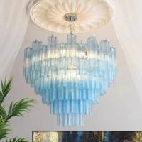 China JYLIGHTING Modern Multi-layer Pink Fluted Glass Chandelier with Iron Bracket, Custom Round Hanging Light, Decorative Ceiling Lamp for Hotel Dining Room & High-end Residential Space for sale
