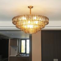 China JYLIGHTING Modern Tiered Curved Smoke Glass Chandelier with Iron Frame, Custom Round Hanging Lamp, Decorative Ceiling Light for High-end Residential & Commercial Space for sale