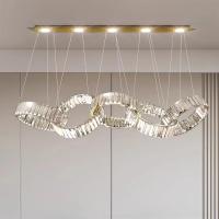 China JYLIGHTING Modern 5 Intertwined Rings Crystal Pendant Light with Stainless Steel Base, Custom Hanging Ceiling Lamp for High-end Commercial & Residential Decoration for sale