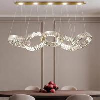 China JYLIGHTING Modern 5 Intertwined Rings Crystal Pendant Light with Stainless Steel Base, Custom Hanging Ceiling Lamp for High-end Commercial & Residential Decoration for sale
