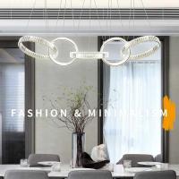 China JYLIGHTING Modern 5 Intertwined Rings Crystal Pendant Light with Stainless Steel Base, Custom Hanging Ceiling Lamp for High-end Commercial & Residential Decoration for sale