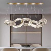 China JYLIGHTING Modern 5 Intertwined Rings Crystal Pendant Light with Stainless Steel Base, Custom Hanging Ceiling Lamp for High-end Commercial & Residential Decoration for sale