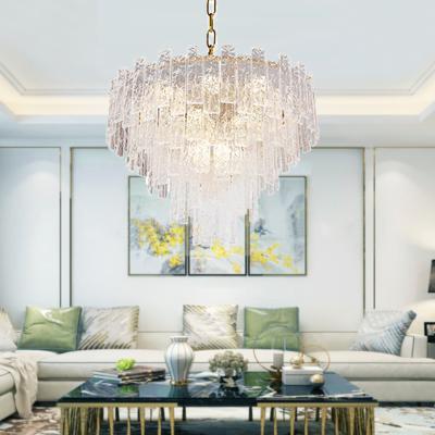 China JYLIGHTING Modern Glass Chandelier with Textured Rectangular Panels, Luxury Pendant Lighting for Hotel Lobby, Villa, Dining Room & Commercial Projects for sale