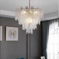 China JYLIGHTING Modern Glass Chandelier with Textured Rectangular Panels, Luxury Pendant Lighting for Hotel Lobby, Villa, Dining Room & Commercial Projects for sale