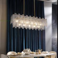 China JYLIGHTING Modern Glass Chandelier with Textured Rectangular Panels, Luxury Pendant Lighting for Hotel Lobby, Villa, Dining Room & Commercial Projects for sale