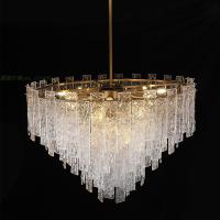 China JYLIGHTING Modern Glass Chandelier with Textured Rectangular Panels, Luxury Pendant Lighting for Hotel Lobby, Villa, Dining Room & Commercial Projects for sale