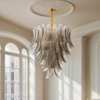 China JYLIGHTING Luxury Amber Glass Chandelier, Layered Leaf-Shaped Pendant Light with Textured Glass Panels for Modern Villas, Hotels, Dining Rooms & Interior Projects for sale