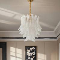 China JYLIGHTING Luxury Amber Glass Chandelier, Layered Leaf-Shaped Pendant Light with Textured Glass Panels for Modern Villas, Hotels, Dining Rooms & Interior Projects for sale