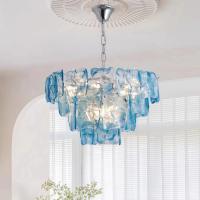 China JYLIGHTING Modern Pendant Light Layered Amber Textured Glass Panels in Leaf Shape Cascading Design Producing Soft Warm Light for Interior Spaces for sale