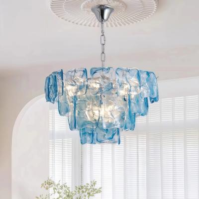 China JYLIGHTING Modern Pendant Light Layered Amber Textured Glass Panels in Leaf Shape Cascading Design Producing Soft Warm Light for Interior Spaces for sale