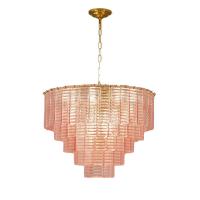 China JYLIGHTING Modern Pendant Light Textured Pink Glass Panels in Multiple Stepped Layers Offering Decorative Light and Shadow Effects for sale
