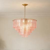 China JYLIGHTING Modern Pendant Light Textured Pink Glass Panels in Multiple Stepped Layers Offering Decorative Light and Shadow Effects for sale