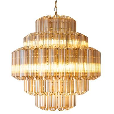 China JYLIGHTING Modern Pendant Light with Layered Amber Glass Panels Offering Warm Ambient Illumination and Sophisticated Sculptural Design for sale