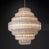 China JYLIGHTING Modern Pendant Light with Layered Amber Glass Panels Offering Warm Ambient Illumination and Sophisticated Sculptural Design for sale