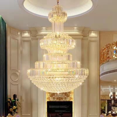China Elegant Crystal Pendant Light combining multi tier cascading circular design with hardware and crystal components for ambient lighting for sale