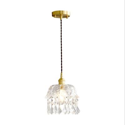 China Retro Brass Industrial Length 23CM Glass Pendant Light For Restaurant for sale