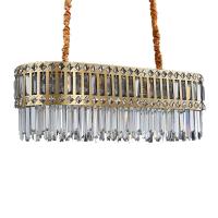 China Modern K9 Clear Crystal Bar Rectangle Raindrop Chandelier Lighting LED Ceiling Light Fixture Pendant for Dining Room for sale