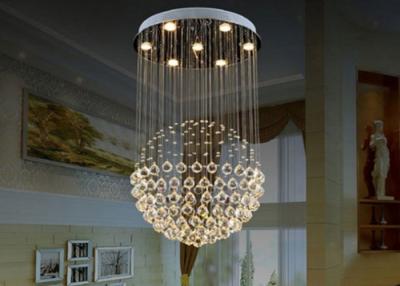 China Luxury Nordic Drop Stainless Steel Crystal Pendant Light For Hotel for sale