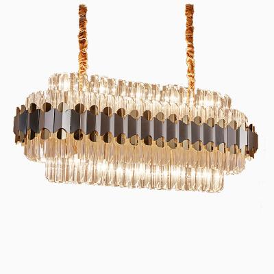 China Length 95cm Width 35cm Raindrop 240v Glass Crystal Pendant Light for sale