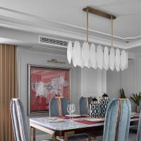 China Milky Feather Height 35cm Width 25cm Length 80cm Crystal Pendant Light for sale