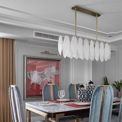 China Milky Feather Height 35cm Width 25cm Length 80cm Crystal Pendant Light for sale