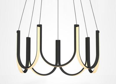 China Aluminum Acrylic Black Color 600mm 800mm Modern Ring Chandelier for sale