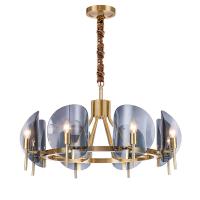 China E14*10 Curved Mirror 850*600mm / 620*600mm Crystal Glass Pendant Light for sale