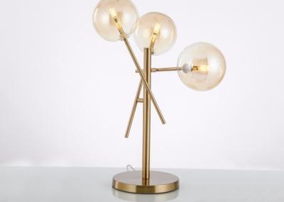China 6kg 220*510mm Luxury Metal E14 3 Bulbs Bedside Table Lamp For Hotel for sale