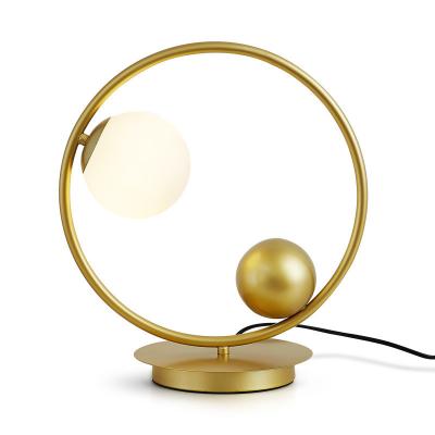 China Round Height 40cm Dia 35cm Golden / Black Color Bedside Table Lamp for sale