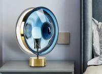 China Glass Blue Color 220V Dia 27cm Height 43cm Bedroom Table Lamps for sale
