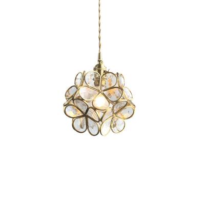 China Indoor Decoration Glass Pendant Light Pink Blue Clear Flower Shape for sale