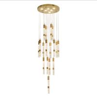 China LED 3W Aluminium Rotating Stair Crystal Pendant Light Linear Shape D35*580mm for sale