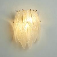 China G9 Iron Art Golden Feather Crystal Wall Lights 25cm For Bedroom for sale