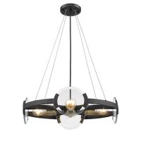 China E27 annular painting matte black industry Crystal pendant light for sale