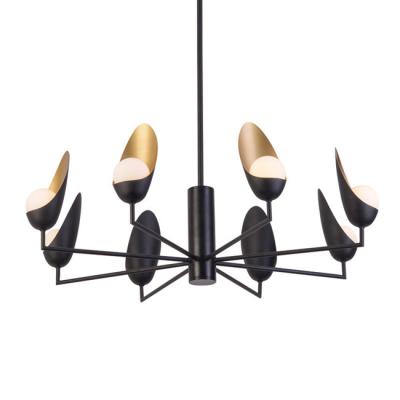 China Baking Jet Black Sand Gold G9 Wrought Iron Glass Pendant Light Modern for sale