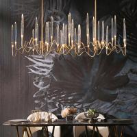 China Wave G4 Clear Crystal Pendant Light Electroplated Brushed Bronze for sale