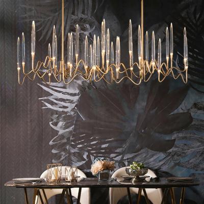 China Wave G4 Clear Crystal Pendant Light Electroplated Brushed Bronze for sale