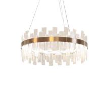 China Iron LED Strip Residential Glass Pendant Light Yellow Bronze Color for sale
