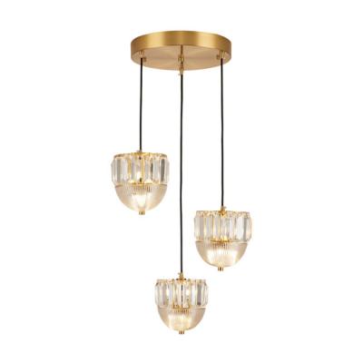 China Copper Transparent Crystal Pendant Light Modern G4 Light Source for sale