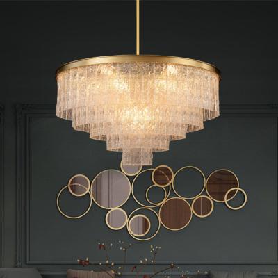China Gold Dining Room Villa Luxury Crystal Pendant Light Height 55cm for sale