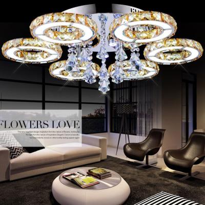 China Modern Hotel LED Ceiling Light Gold Clear Crystal Chandeliers for sale