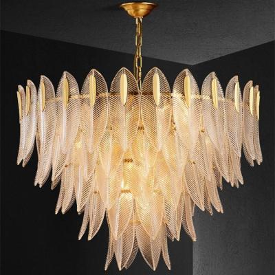 China Living Room Wedding Hotel Elegant Glass Pendant Light E14 80cm for sale