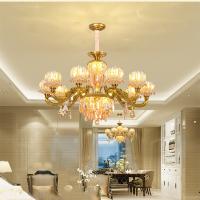 China Indoor Living Room Hanging Crystal Pendant Light Glass Gold Luxury Modern Style for sale