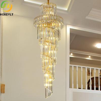 China Luxury High Crystal Pendant Light For Hallway Staircase Hall 265V for sale