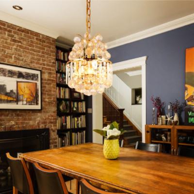 China Art Round Crystal Pendant Light For Indoor Living Room E14 for sale