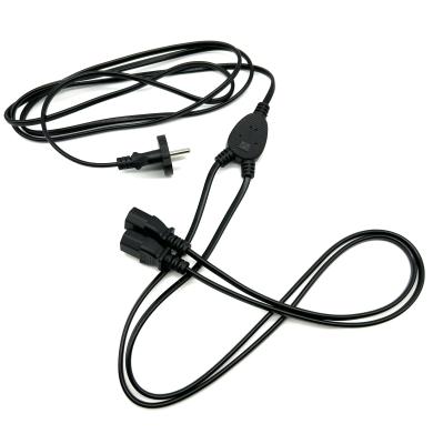China Europe 2pin Y-Splitter Power Cable Customizable Color Length Extension Cords For Home / Industrial Application for sale