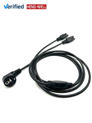 China Eu Plug to IEC C15 *2 AC Power Extension Cord Y Splitter 16A 250V Current Rating in Black Red/Yellow for sale